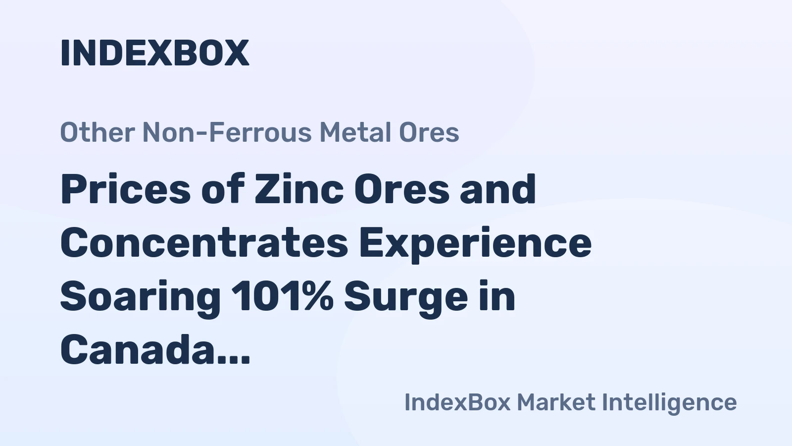 Prices of Zinc Ores and Concentrates Experience Soaring 101% Surge in Canada, Reaching $1,783 per Ton on Average
