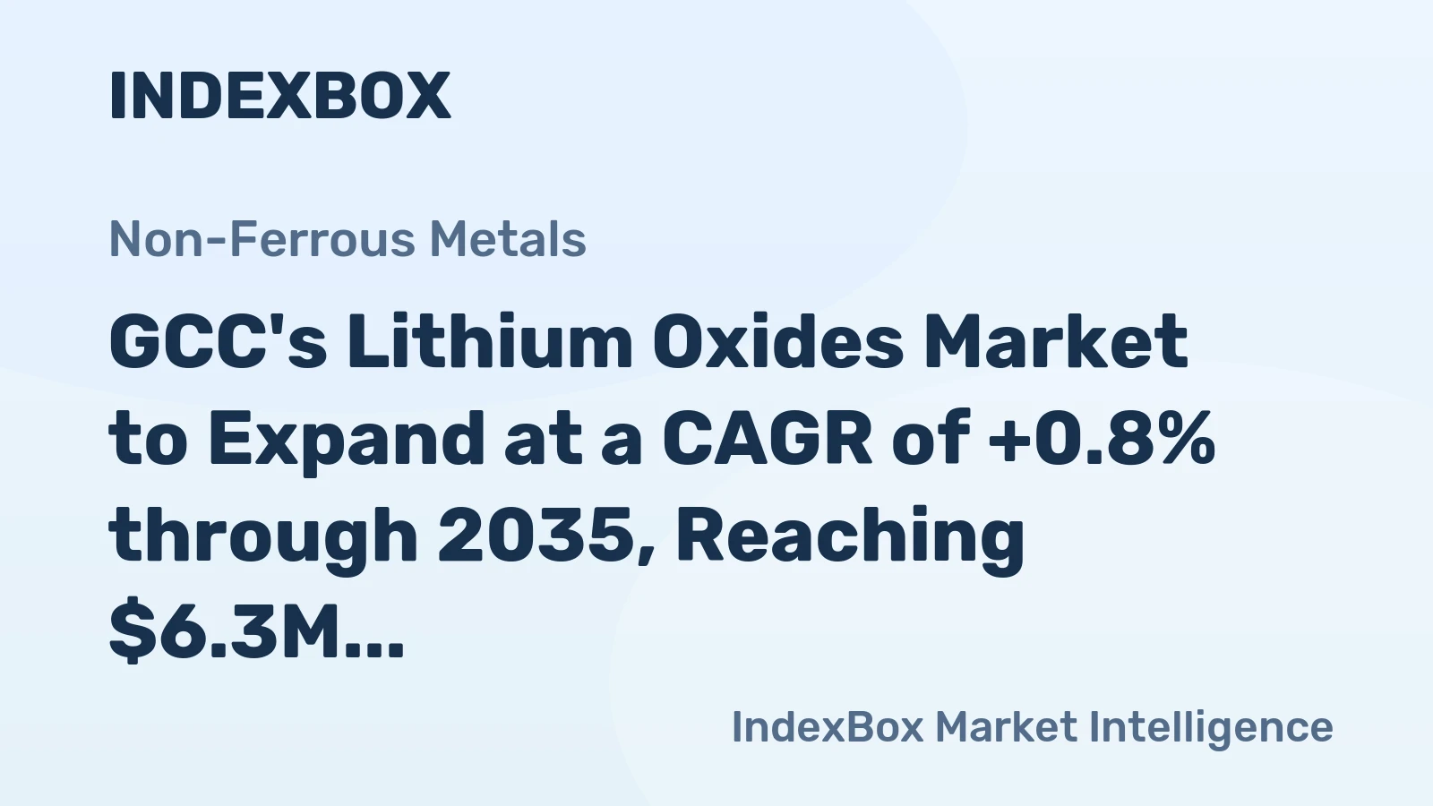 GCC's Lithium Oxides Market to Expand at a CAGR of +0.8% through 2035, Reaching $6.3M in Value