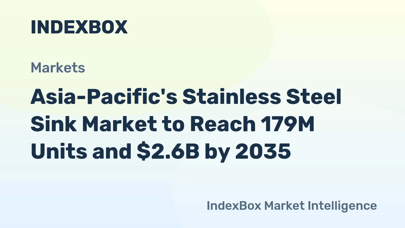 Asia-Pacific's Stainless Steel Sink Market to Reach 179M Units and $2.6B by 2035
