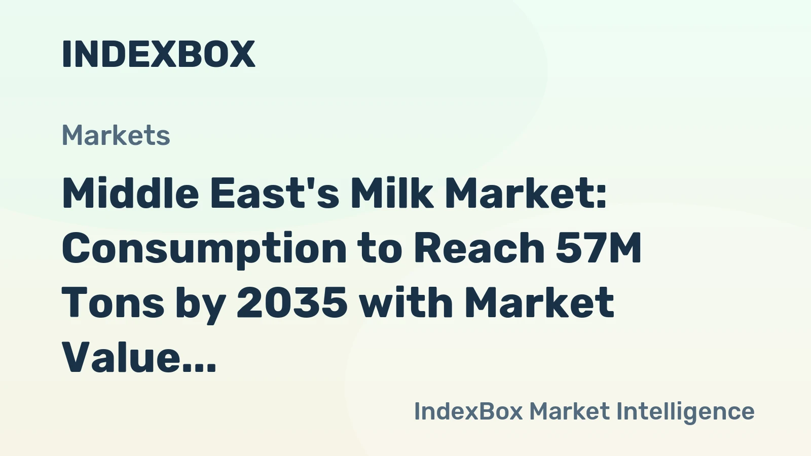 Middle East's Milk Market: Consumption to Reach 57M Tons by 2035 with Market Value Reaching $50.1B
