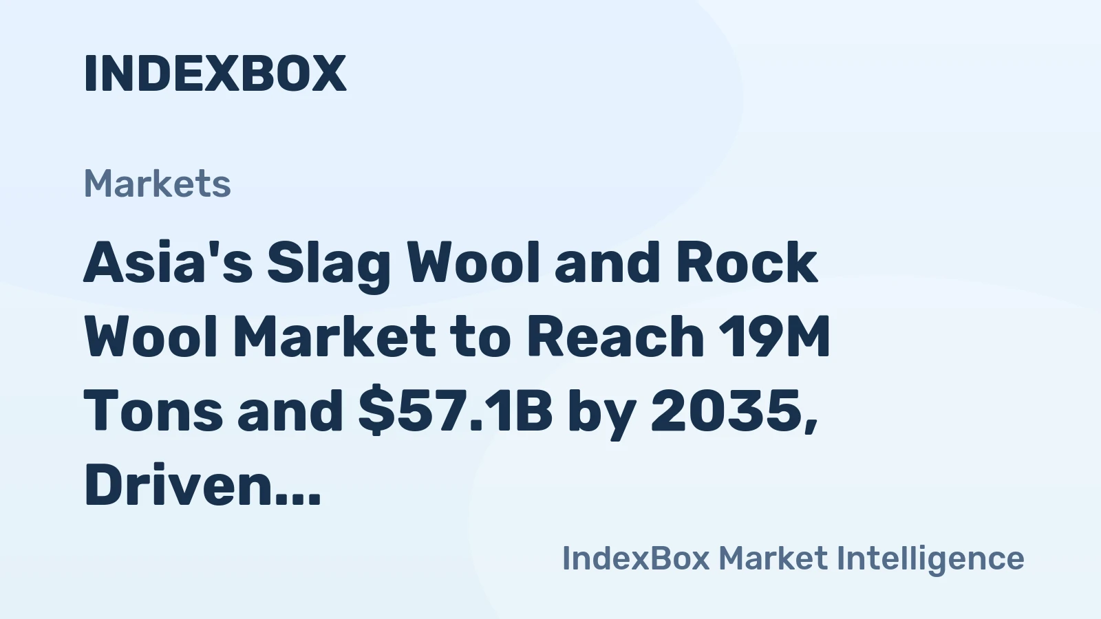 Asia's Slag Wool and Rock Wool Market to Reach 19M Tons and $57.1B by 2035, Driven by Increasing Demand