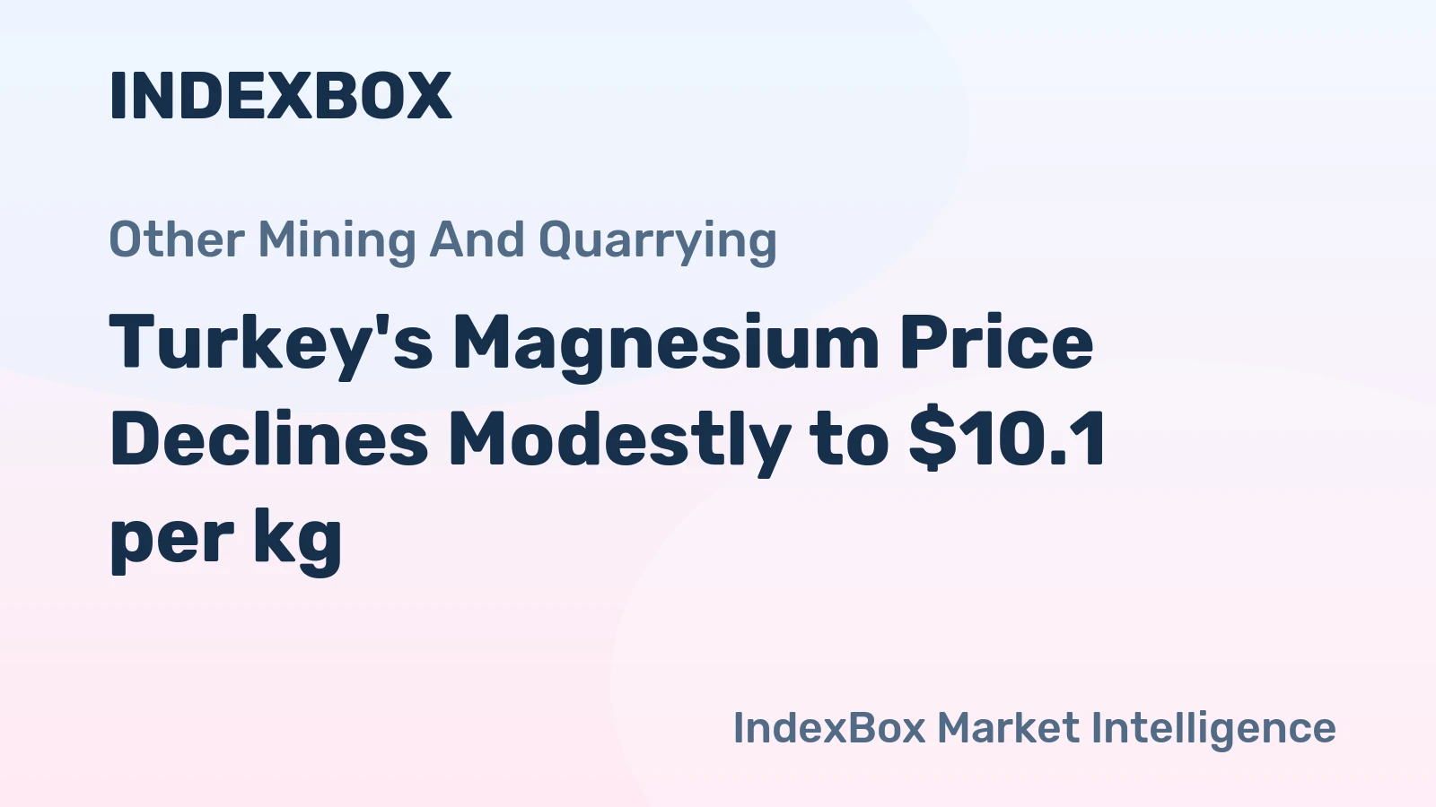 Turkey's Magnesium Price Declines Modestly to $10.1 per kg