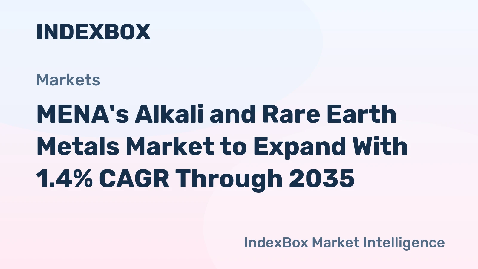 MENA's Alkali and Rare Earth Metals Market to Expand With 1.4% CAGR Through 2035