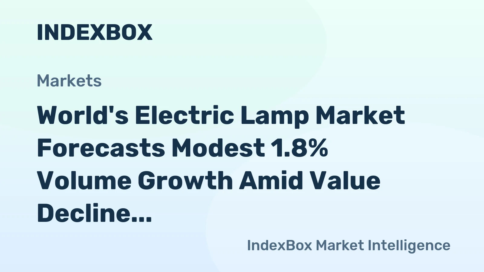World's Electric Lamp Market Forecasts Modest 1.8% Volume Growth Amid Value Decline