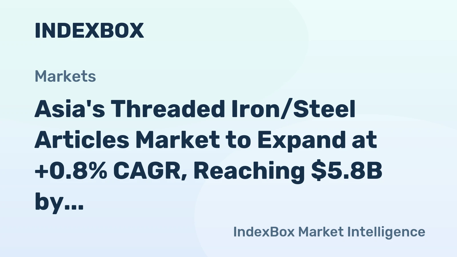 Asia's Threaded Iron/Steel Articles Market to Expand at +0.8% CAGR, Reaching $5.8B by 2035