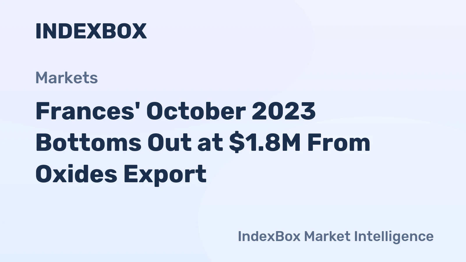 Frances' October 2023 Bottoms Out at $1.8M From Oxides Export