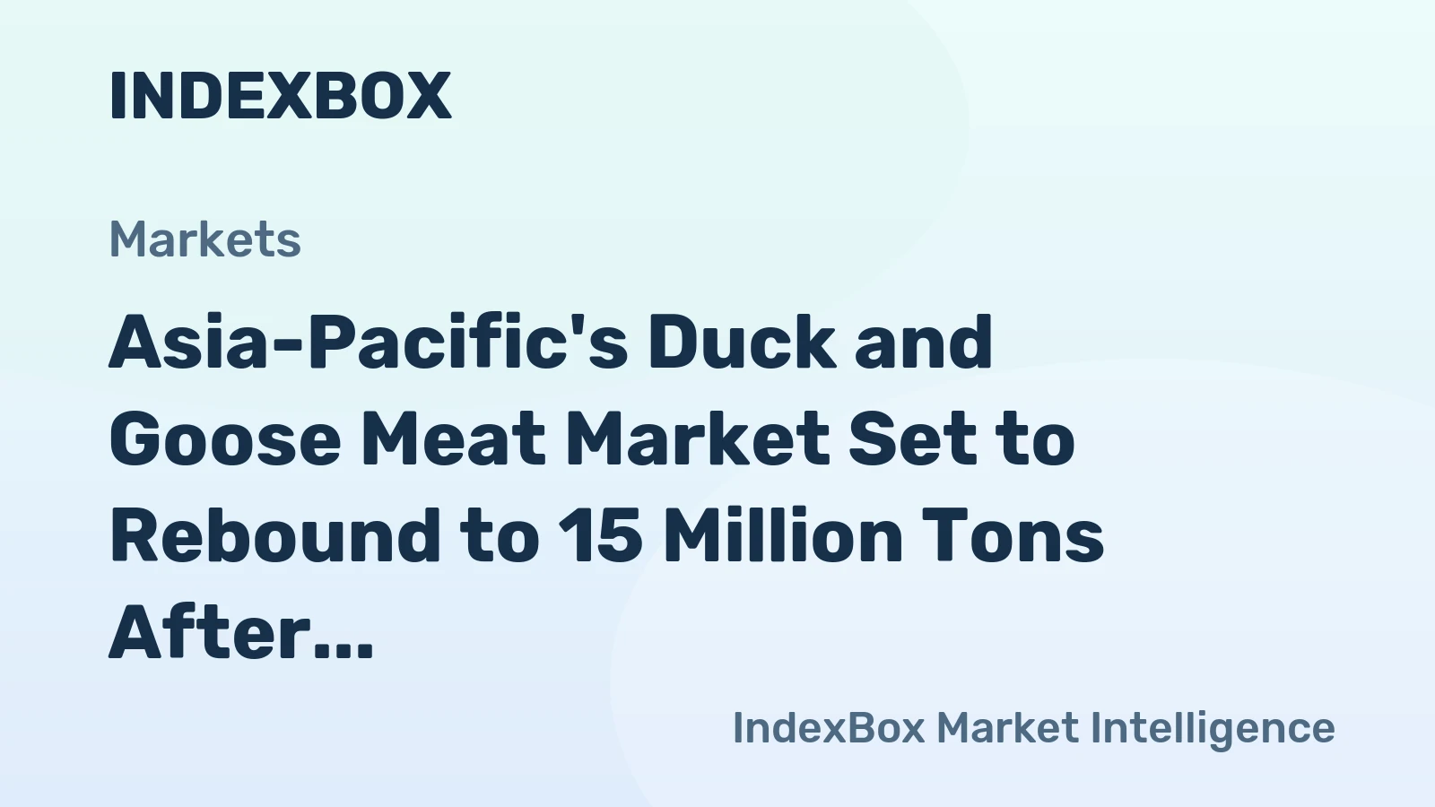Asia-Pacific's Duck and Goose Meat Market Set to Rebound to 15 Million Tons After 2024 Contraction