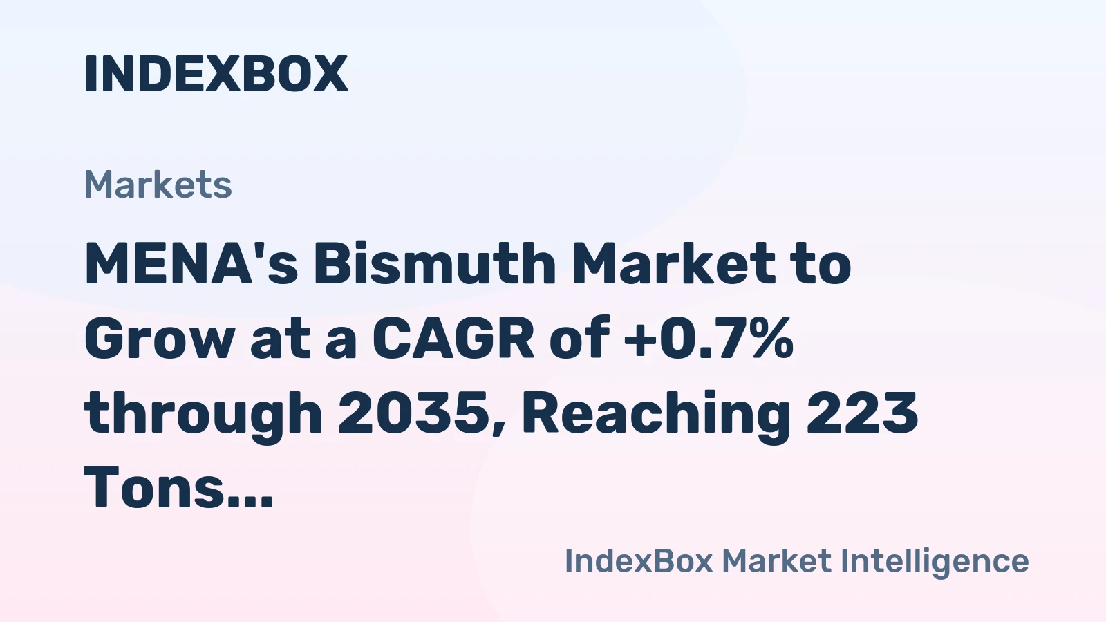 MENA's Bismuth Market to Grow at a CAGR of +0.7% through 2035, Reaching 223 Tons