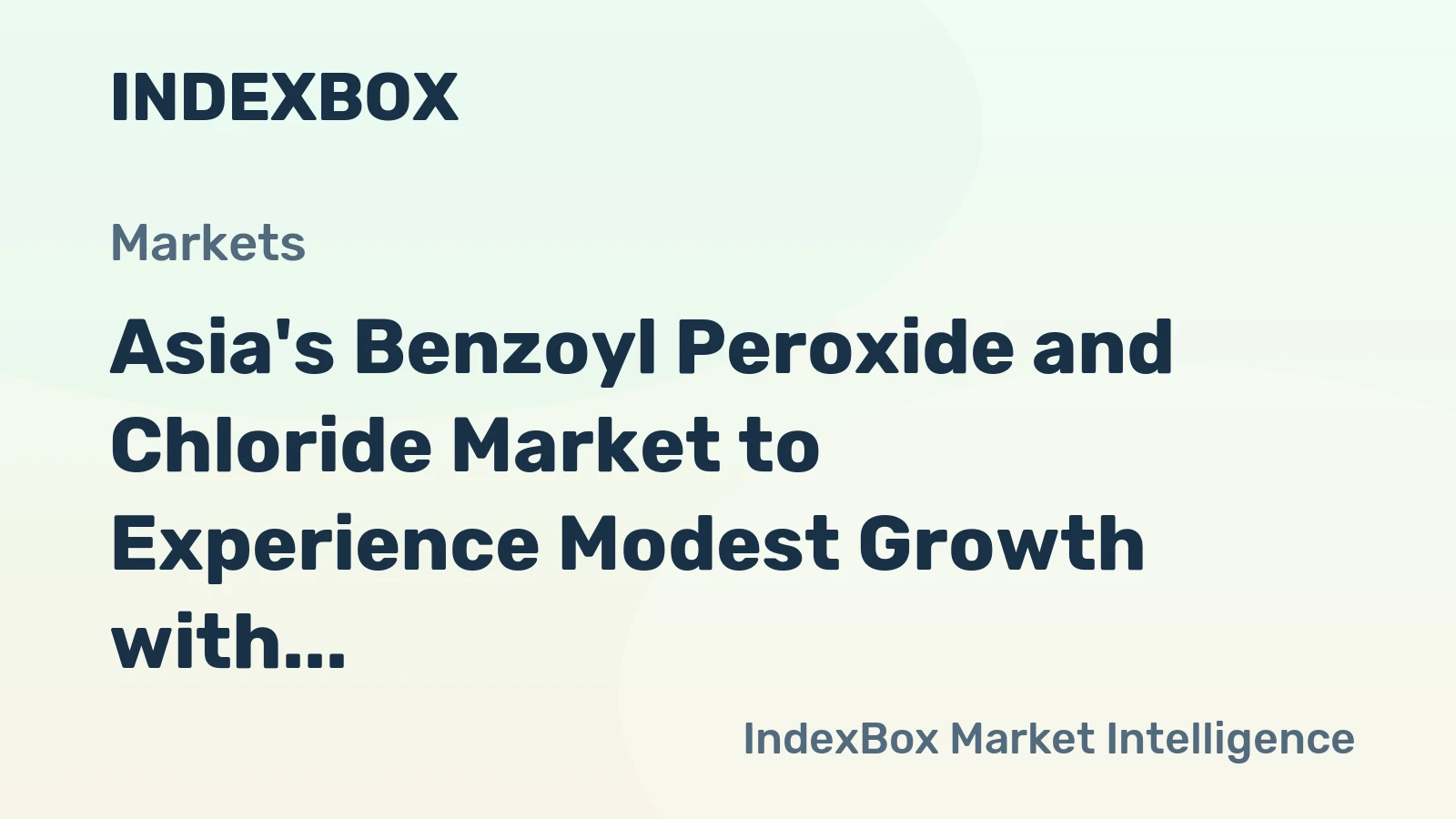 Asia's Benzoyl Peroxide and Chloride Market to Experience Modest Growth with Expected CAGR of +0.8% from 2024 to 2035