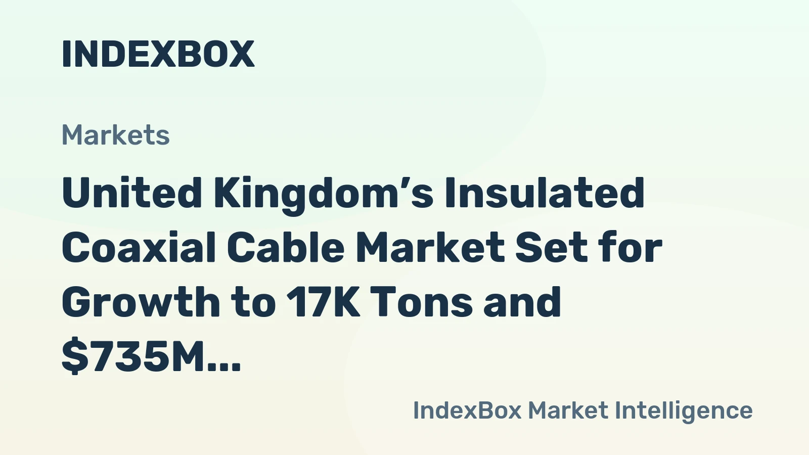 United Kingdom’s Insulated Coaxial Cable Market Set for Growth to 17K Tons and $735M