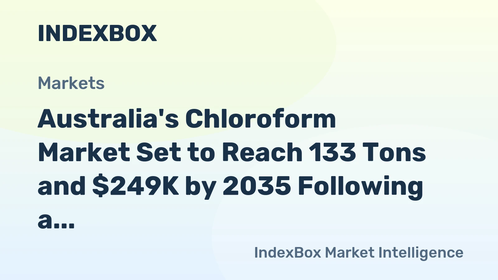 Australia's Chloroform Market Set to Reach 133 Tons and $249K by 2035 Following a Surge in Demand