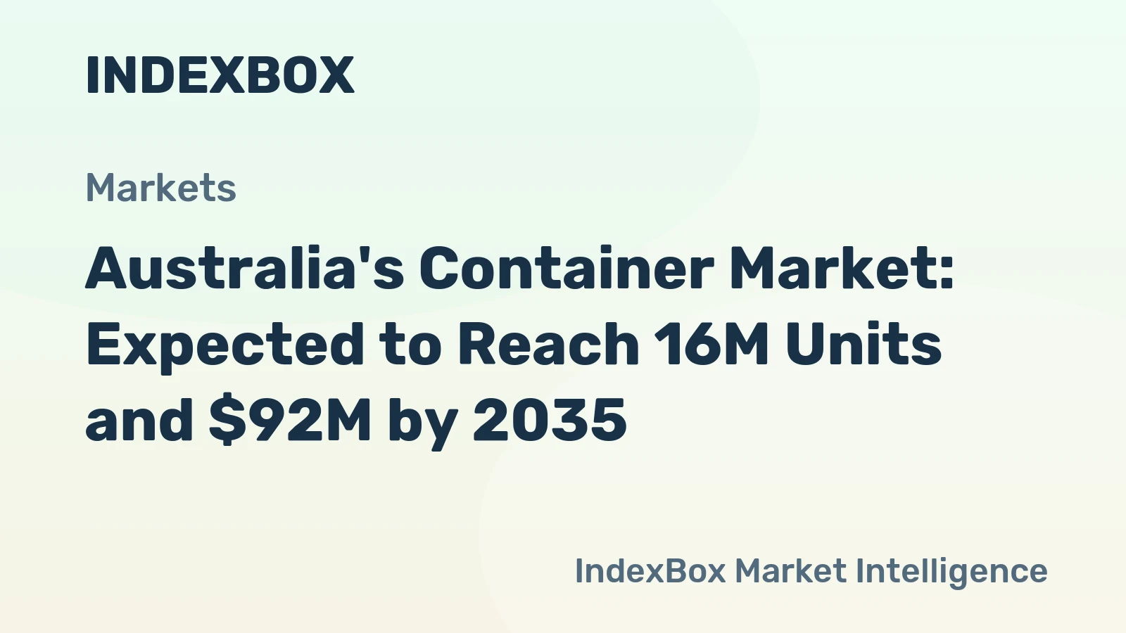 Australia's Container Market: Expected to Reach 16M Units and $92M by 2035