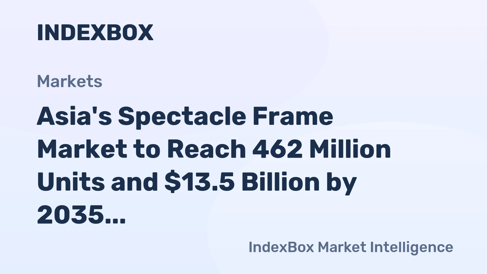 Asia's Spectacle Frame Market to Reach 462 Million Units and $13.5 Billion by 2035