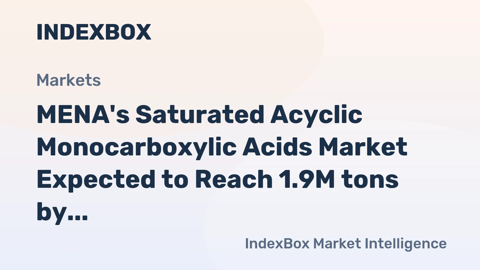 MENA's Saturated Acyclic Monocarboxylic Acids Market Expected to Reach 1.9M tons by 2035, Valued at $2.6B