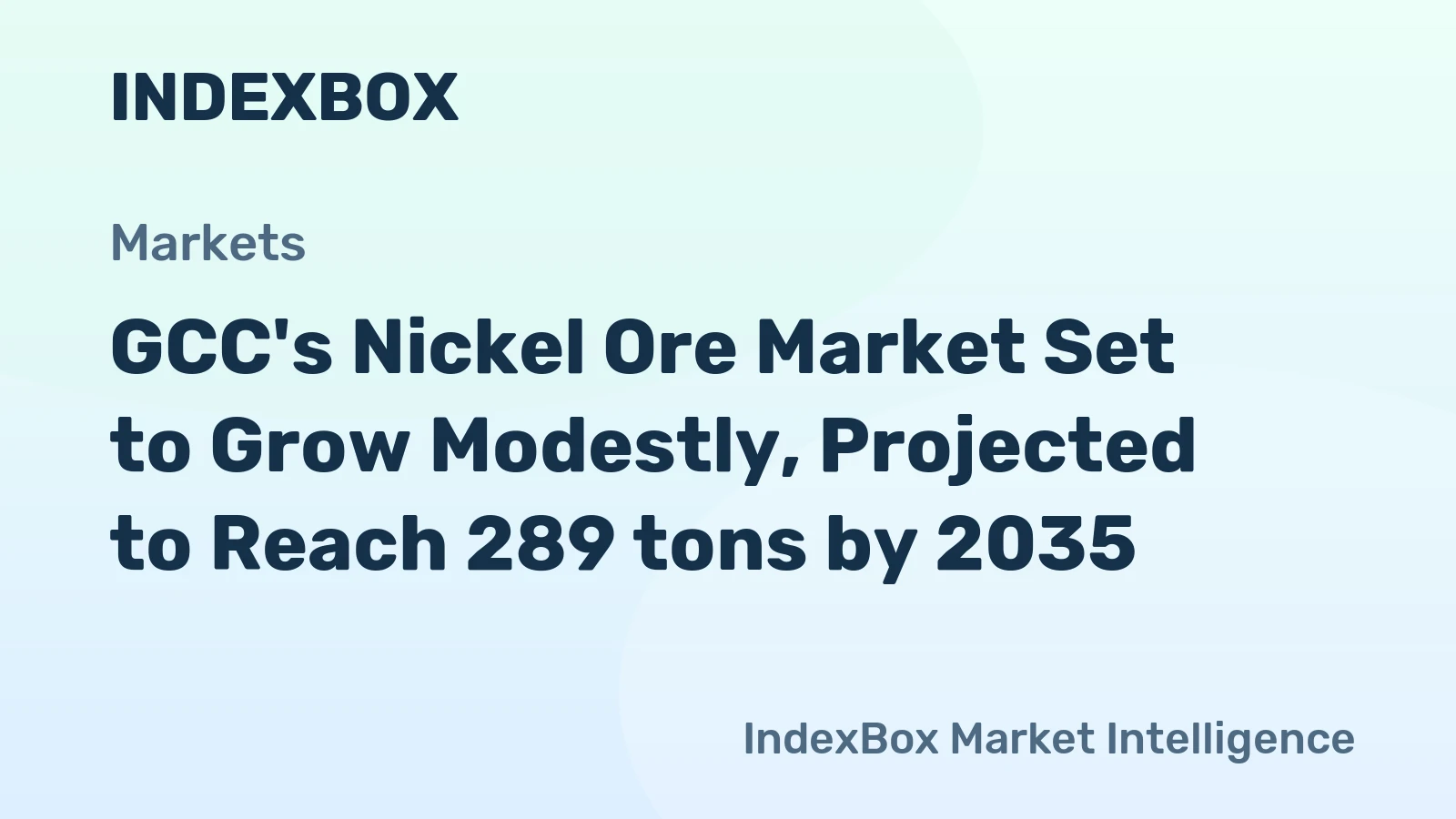 GCC's Nickel Ore Market Set to Grow Modestly, Projected to Reach 289 tons by 2035