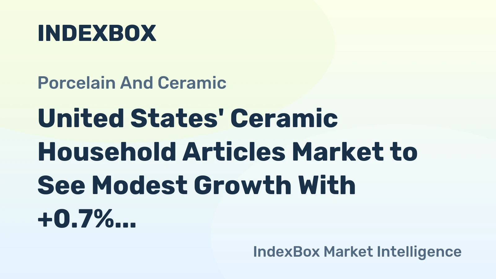 United States' Ceramic Household Articles Market to See Modest Growth With +0.7% Volume CAGR