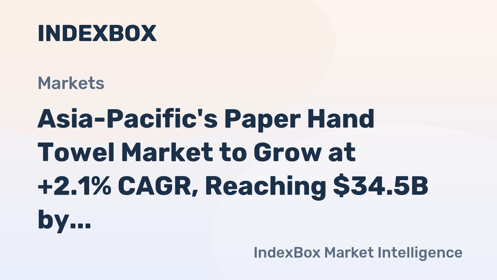 Asia-Pacific's Paper Hand Towel Market to Grow at +2.1% CAGR, Reaching $34.5B by 2035