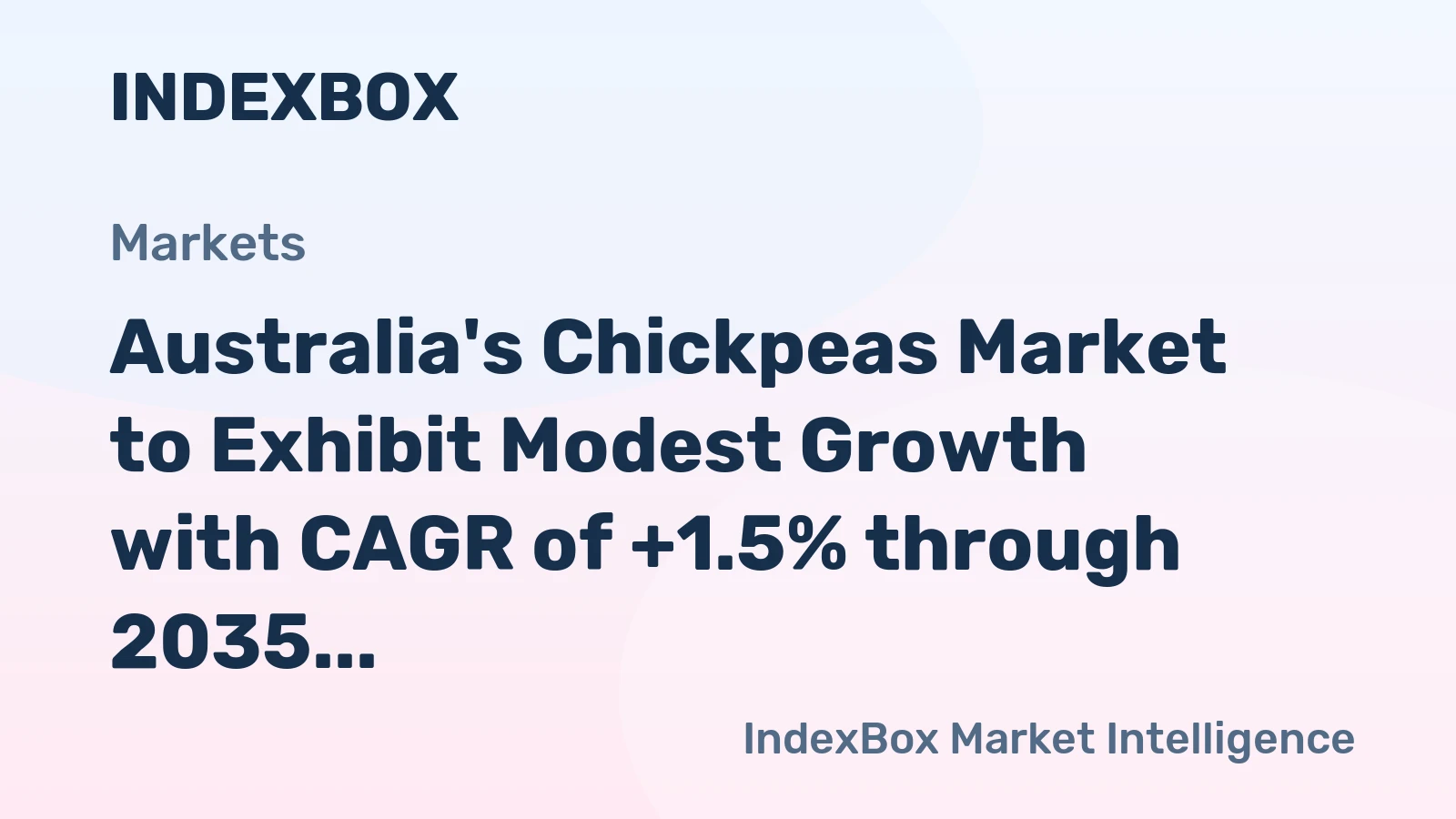 Australia's Chickpeas Market to Exhibit Modest Growth with CAGR of +1.5% through 2035, Expected to Reach $187M