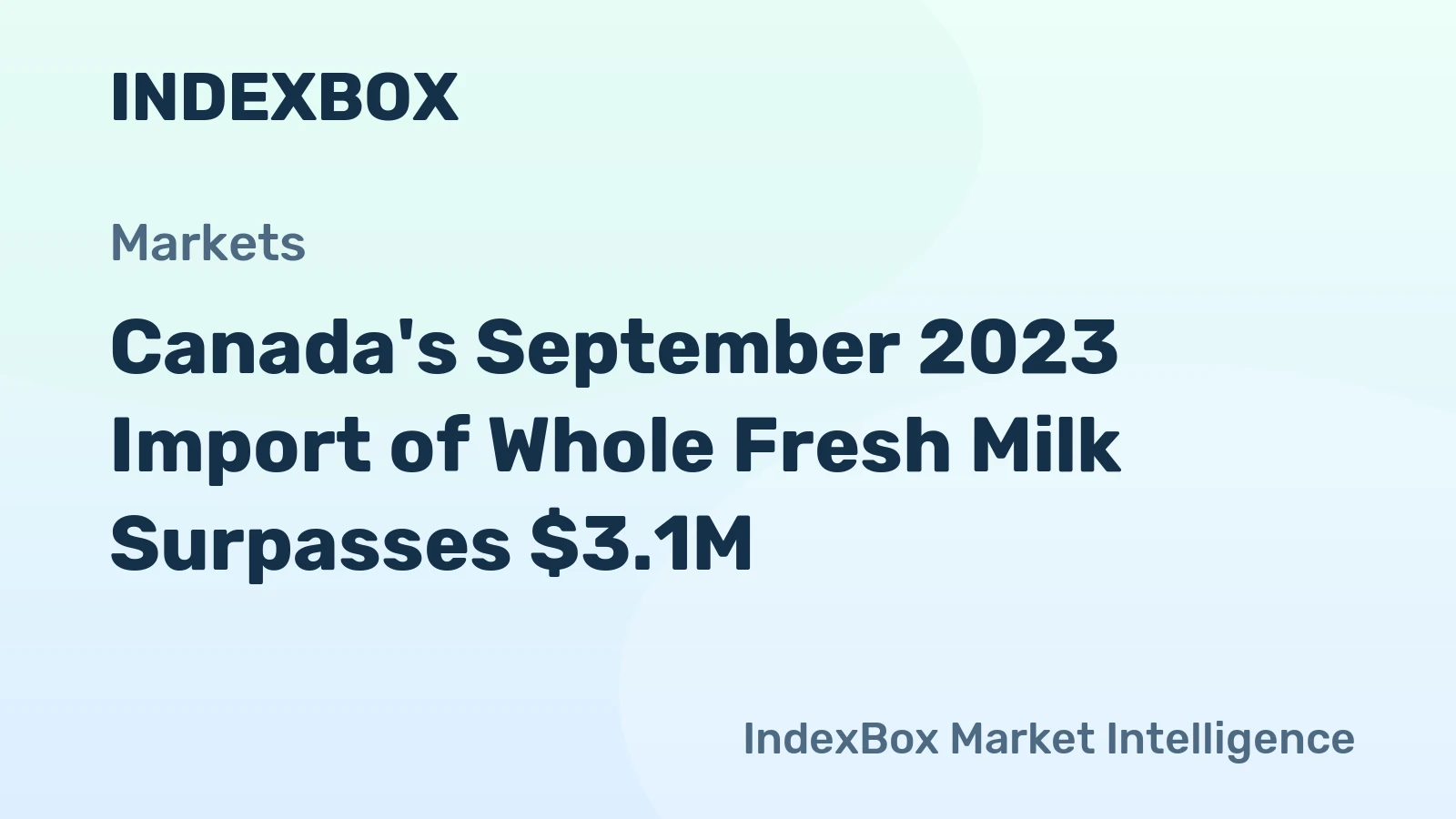 Canada's September 2023 Import of Whole Fresh Milk Surpasses $3.1M