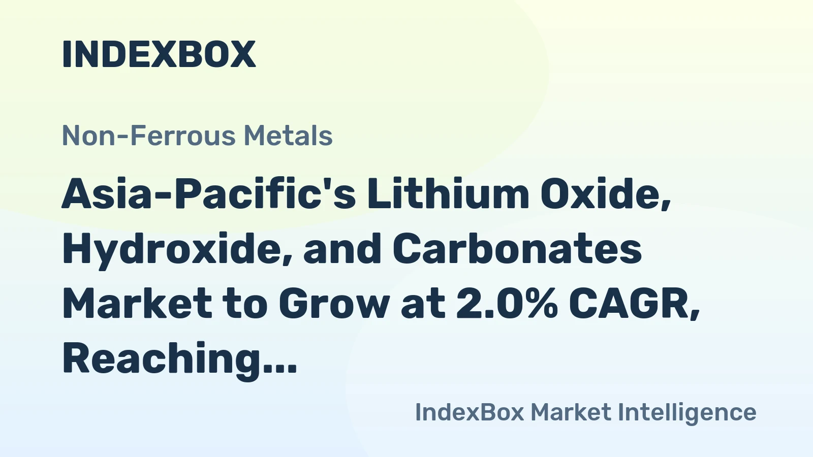 Asia-Pacific's Lithium Oxide, Hydroxide, and Carbonates Market to Grow at 2.0% CAGR, Reaching 704K Tons by 2035