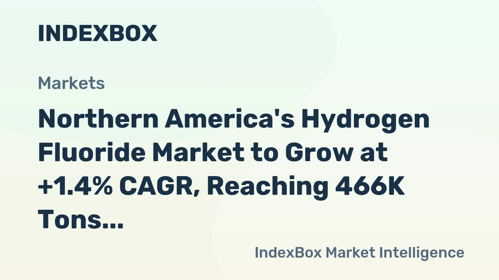 Northern America's Hydrogen Fluoride Market to Grow at +1.4% CAGR, Reaching 466K Tons by 2035