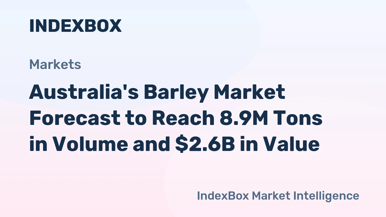 Australia's Barley Market Forecast to Reach 8.9M Tons in Volume and $2.6B in Value