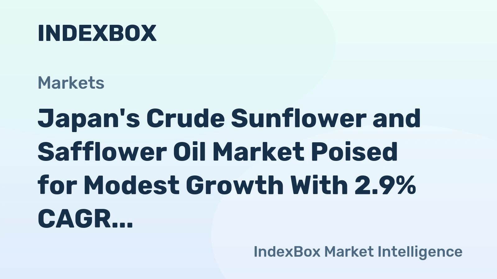Japan's Crude Sunflower and Safflower Oil Market Poised for Modest Growth With 2.9% CAGR in Value