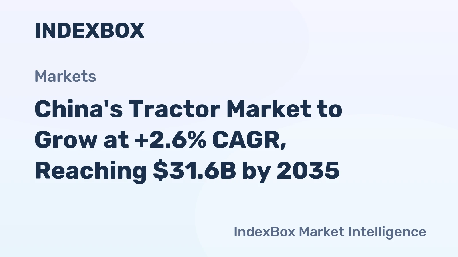 China's Tractor Market to Grow at +2.6% CAGR, Reaching $31.6B by 2035