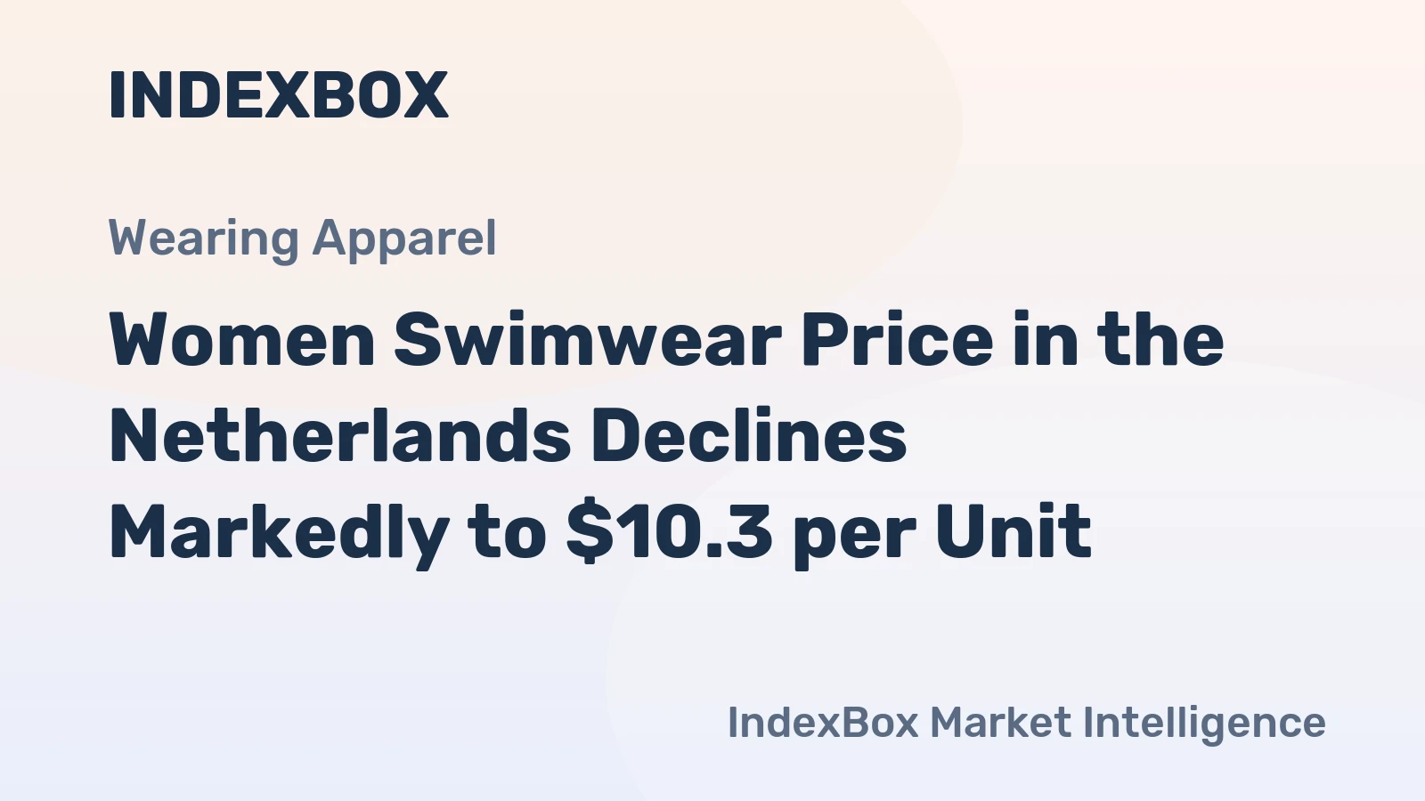 Women Swimwear Price in the Netherlands Declines Markedly to $10.3 per Unit