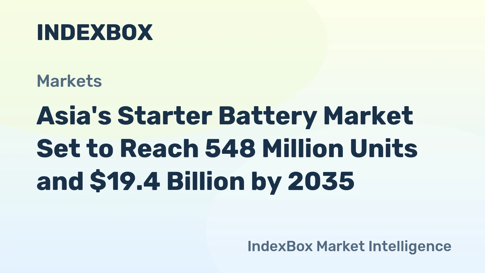 Asia's Starter Battery Market Set to Reach 548 Million Units and $19.4 Billion by 2035