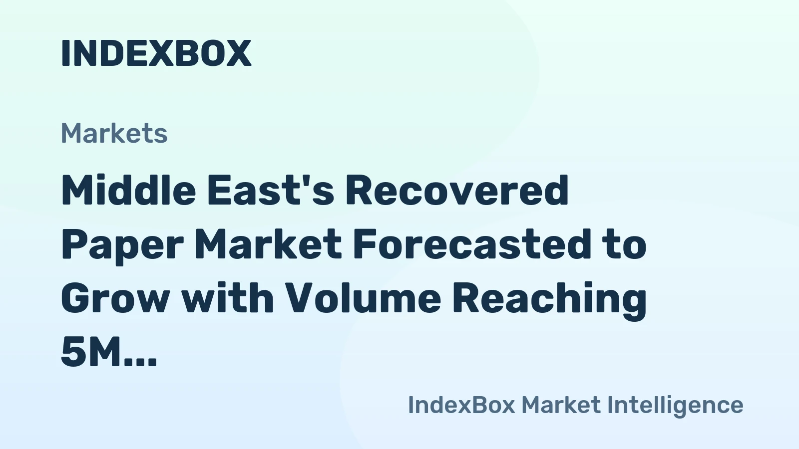 Middle East's Recovered Paper Market Forecasted to Grow with Volume Reaching 5M Tons and Value Reaching $1.4B by 2035