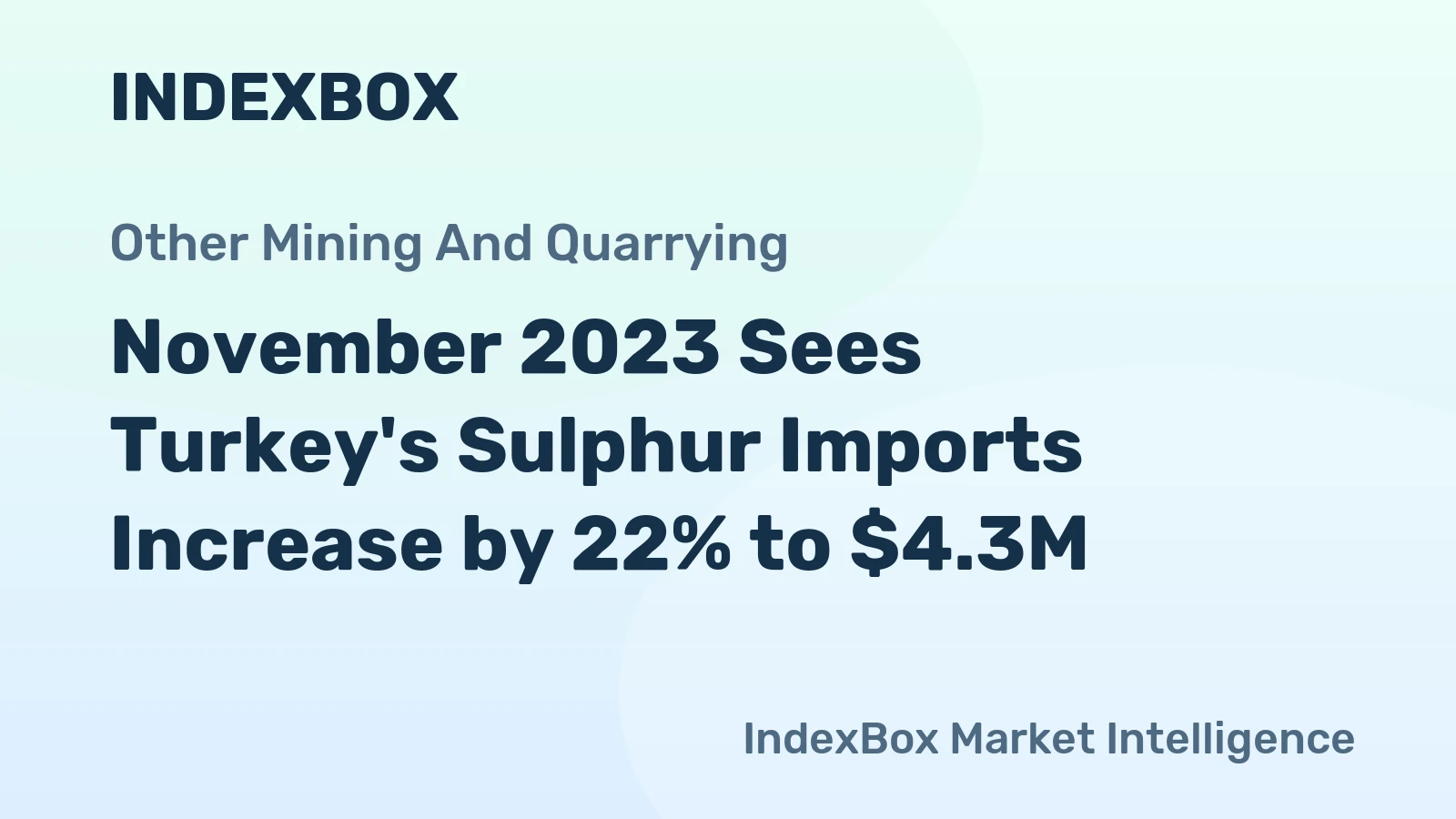 November 2023 Sees Turkey's Sulphur Imports Increase by 22% to $4.3M