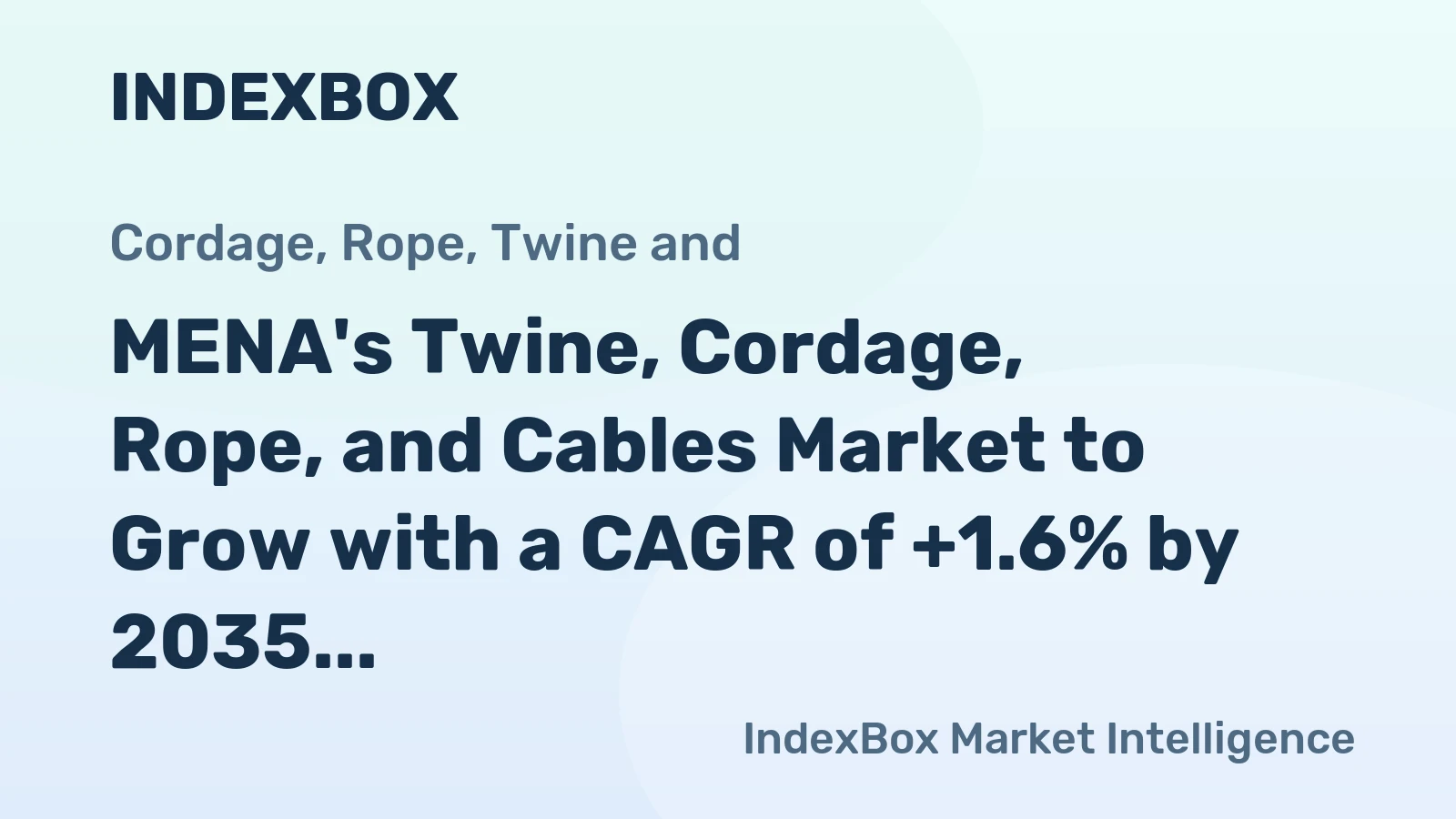 MENA's Twine, Cordage, Rope, and Cables Market to Grow with a CAGR of +1.6% by 2035