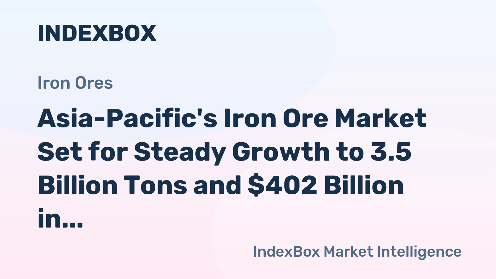 Asia-Pacific's Iron Ore Market Set for Steady Growth to 3.5 Billion Tons and $402 Billion in Value