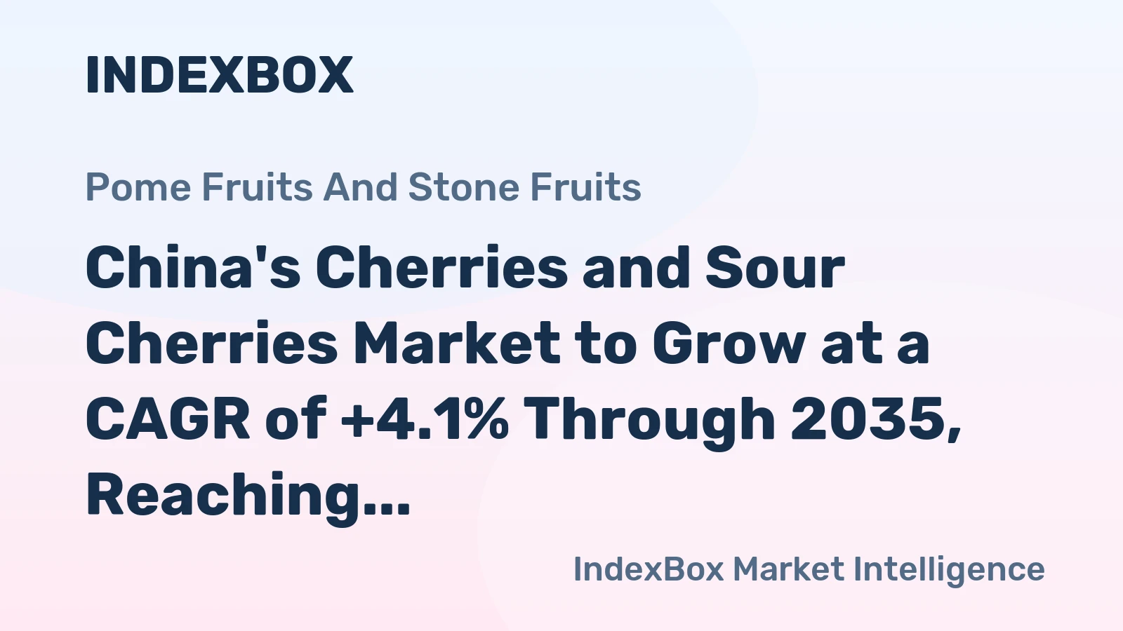 China's Cherries and Sour Cherries Market to Grow at a CAGR of +4.1% Through 2035, Reaching $5.9B