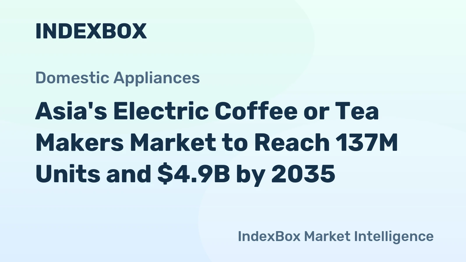 Asia's Electric Coffee or Tea Makers Market to Reach 137M Units and $4.9B by 2035