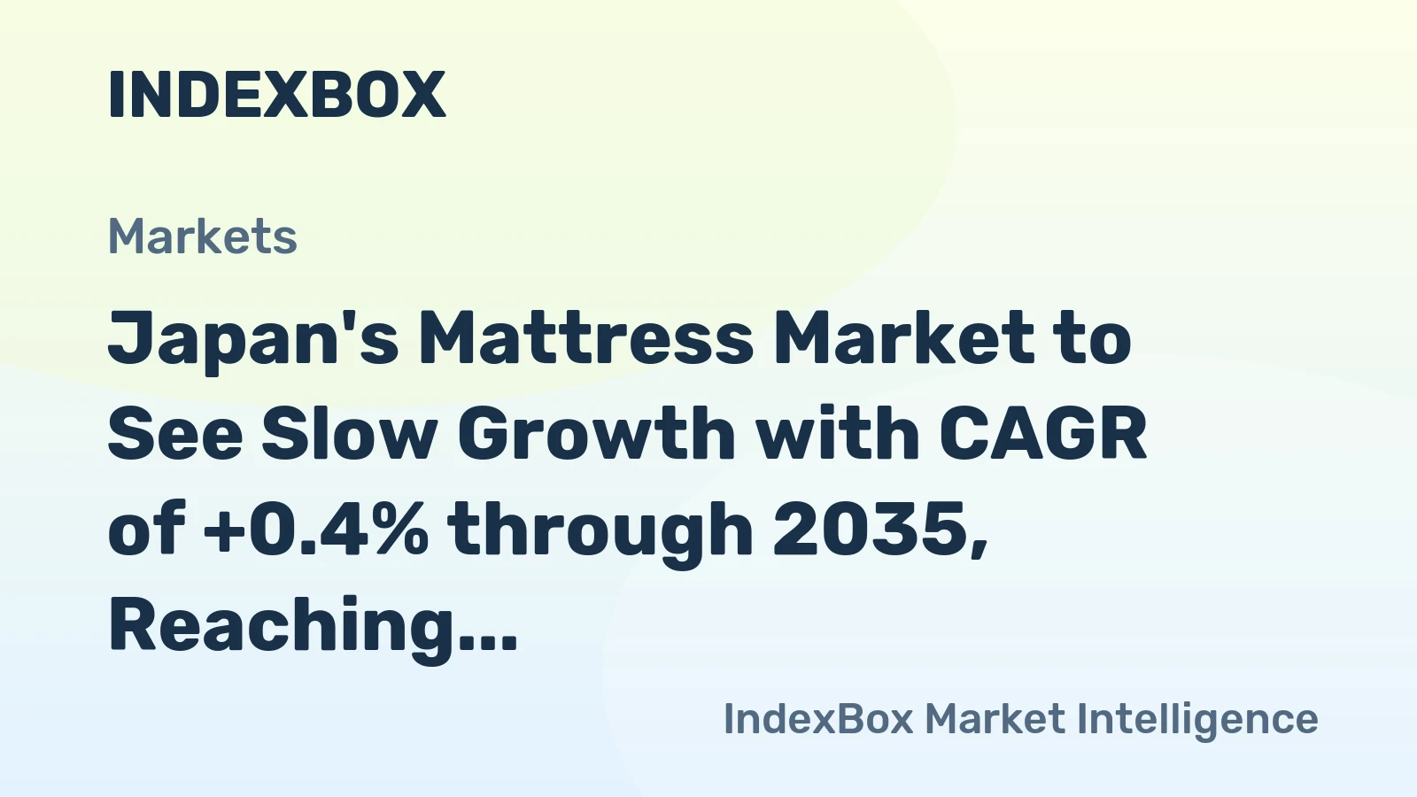 Japan's Mattress Market to See Slow Growth with CAGR of +0.4% through 2035, Reaching $1.1B in Value