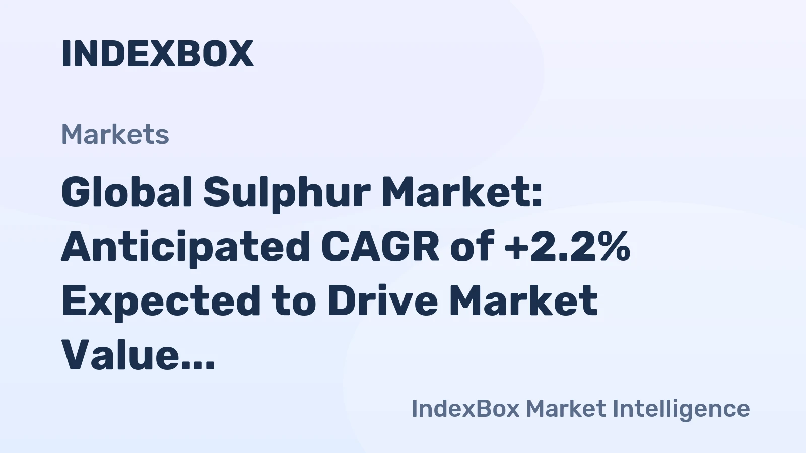 Global Sulphur Market: Anticipated CAGR of +2.2% Expected to Drive Market Value to $23.8B by 2035