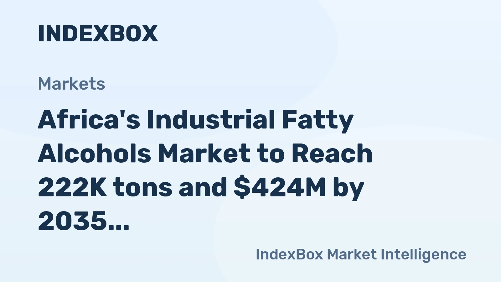 Africa's Industrial Fatty Alcohols Market to Reach 222K tons and $424M by 2035