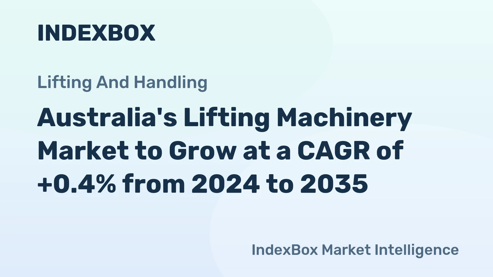 Australia's Lifting Machinery Market to Grow at a CAGR of +0.4% from 2024 to 2035