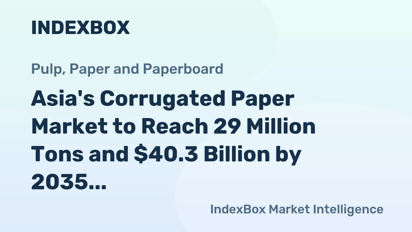 Asia's Corrugated Paper Market to Reach 29 Million Tons and $40.3 Billion by 2035