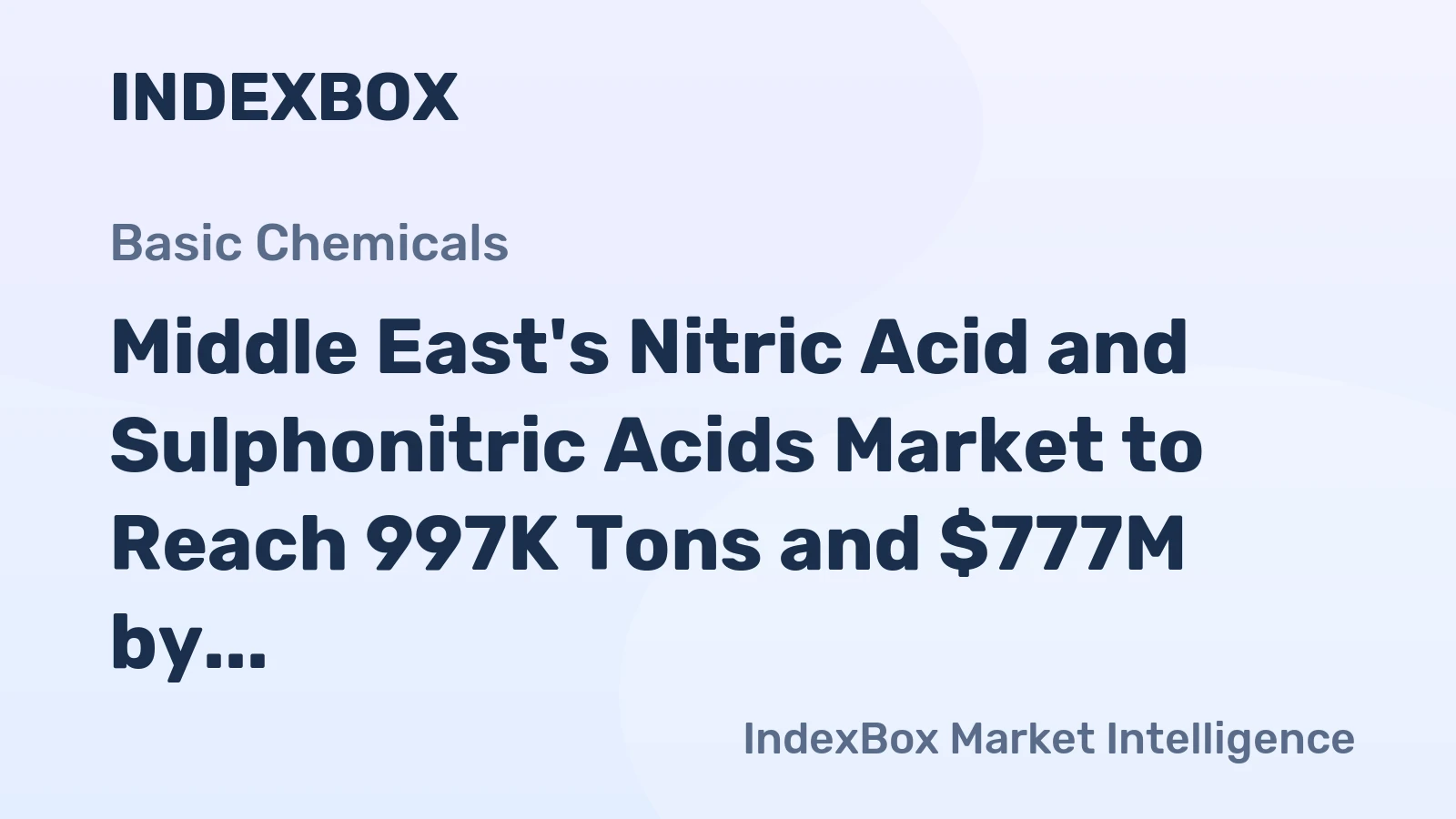 Middle East's Nitric Acid and Sulphonitric Acids Market to Reach 997K Tons and $777M by 2035