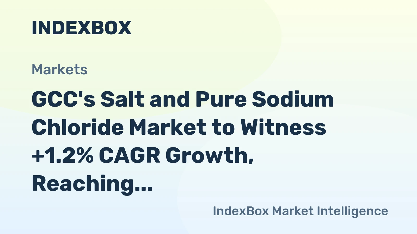 GCC's Salt and Pure Sodium Chloride Market to Witness +1.2% CAGR Growth, Reaching 3.5M Tons by 2035