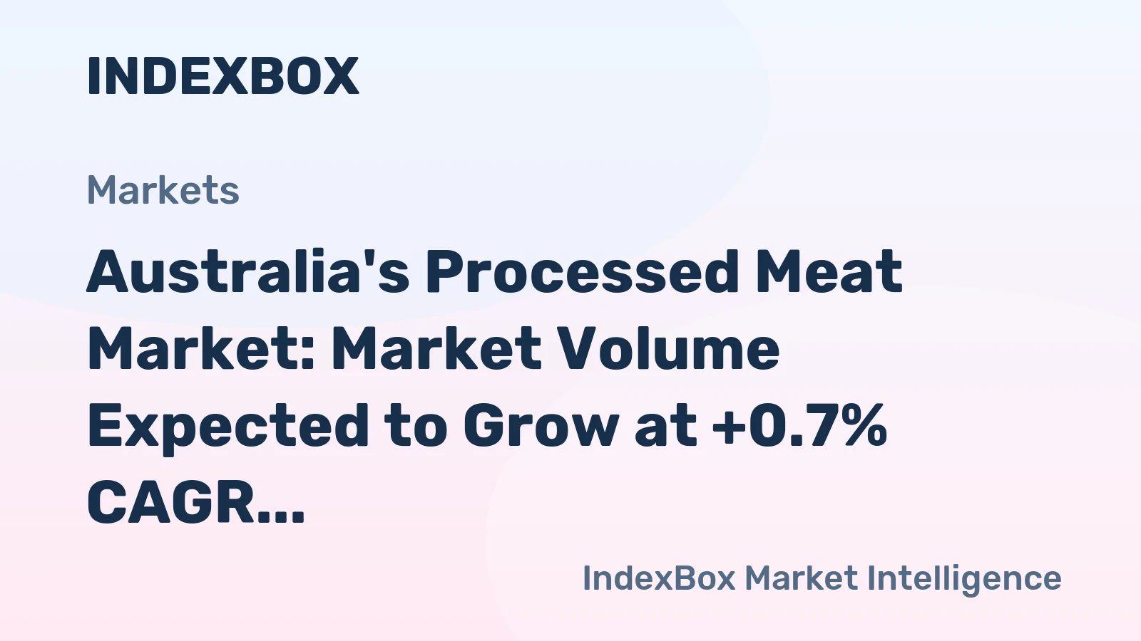 Australia's Processed Meat Market: Market Volume Expected to Grow at +0.7% CAGR Over the Next Decade