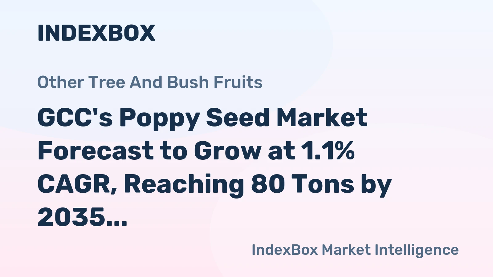 GCC's Poppy Seed Market Forecast to Grow at 1.1% CAGR, Reaching 80 Tons by 2035 on Rising Demand.