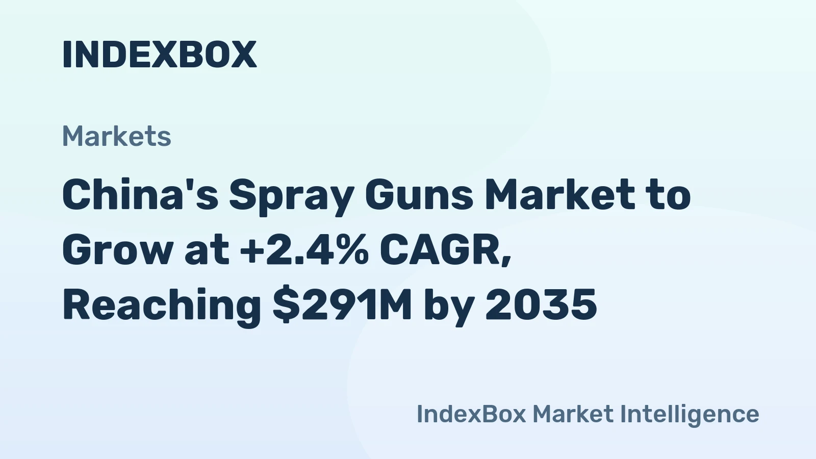 China's Spray Guns Market to Grow at +2.4% CAGR, Reaching $291M by 2035