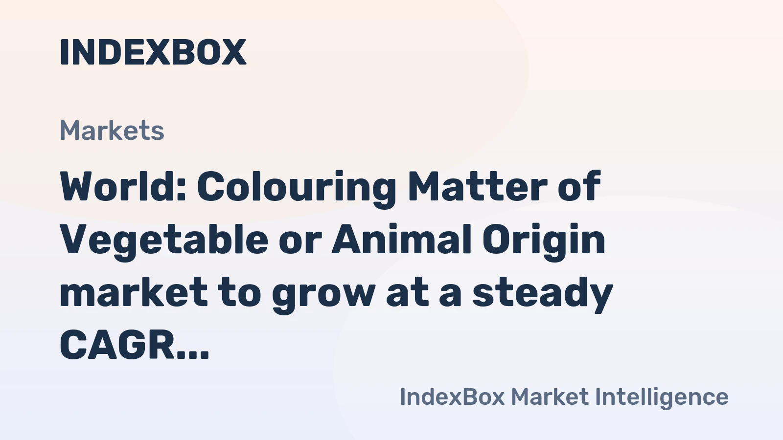 World: Colouring Matter of Vegetable or Animal Origin market to grow at a steady CAGR of +1.8%, driven by increasing global demand.