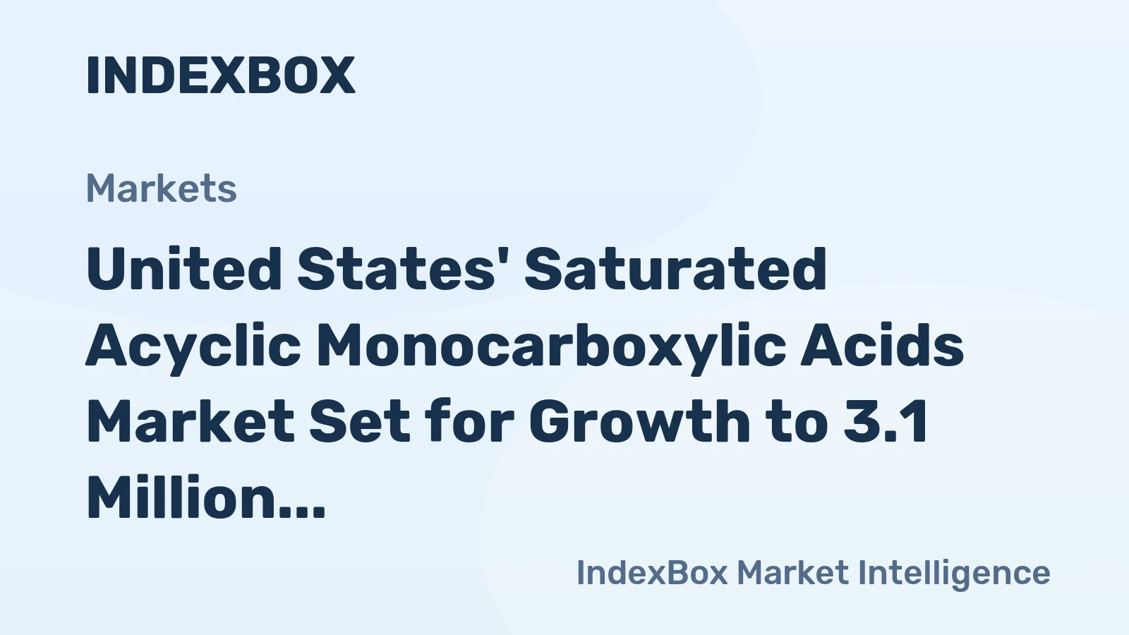 United States' Saturated Acyclic Monocarboxylic Acids Market Set for Growth to 3.1 Million Tons in Volume and $5.5 Billion in Value by 2035