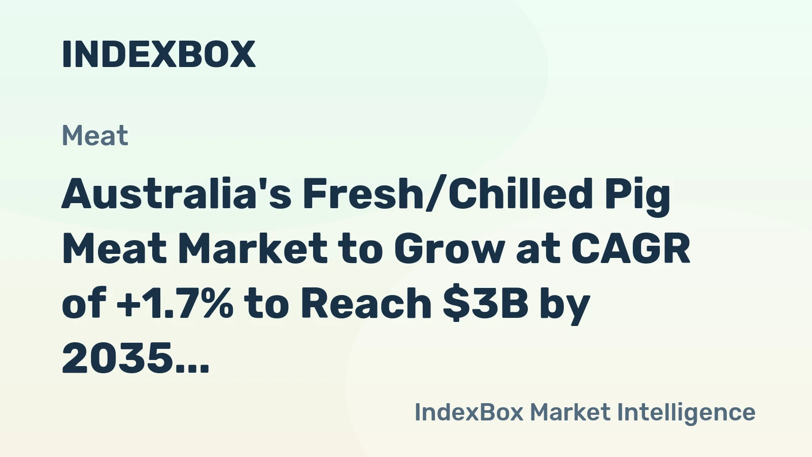 Australia's Fresh/Chilled Pig Meat Market to Grow at CAGR of +1.7% to Reach $3B by 2035