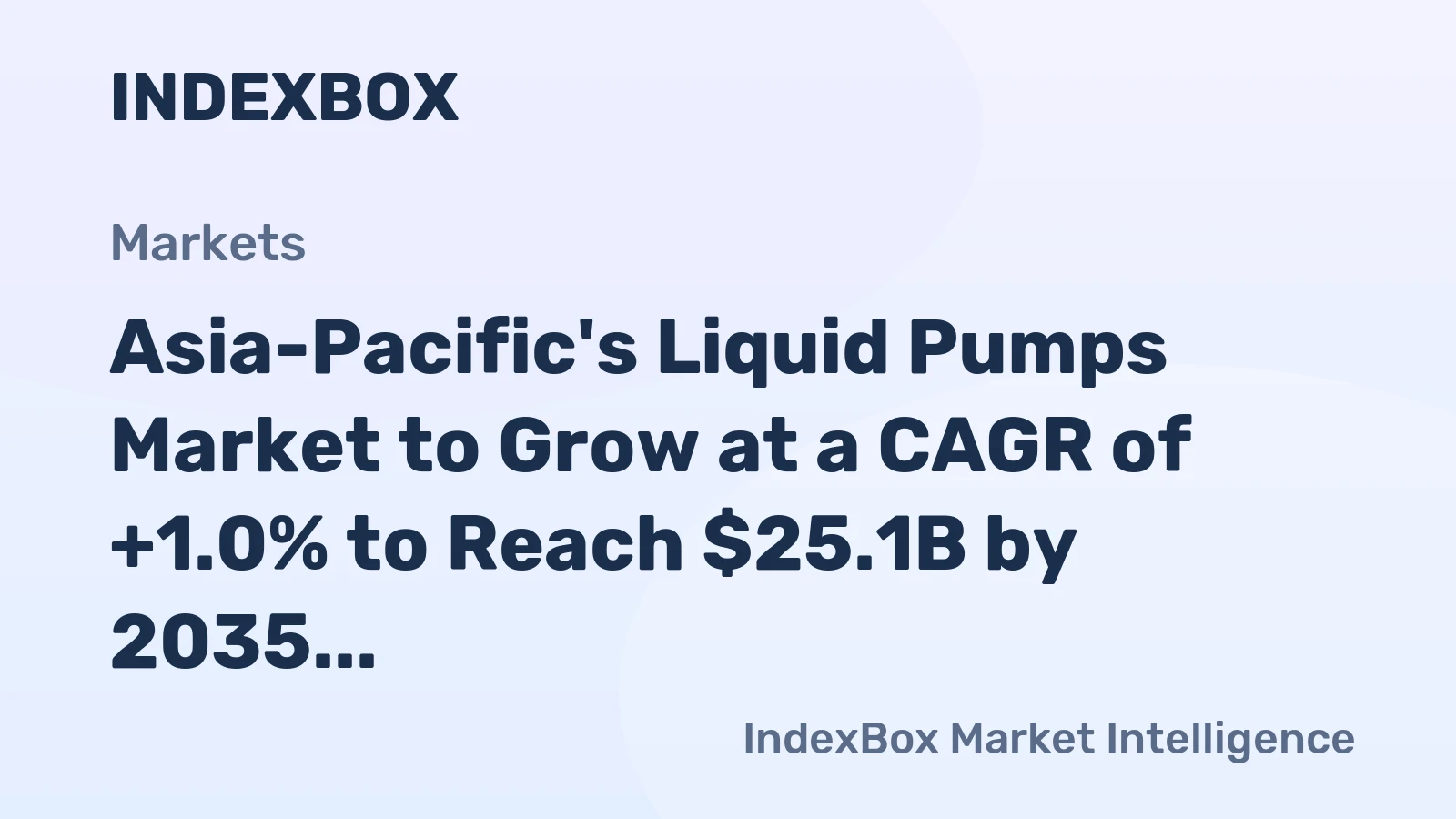 Asia-Pacific's Liquid Pumps Market to Grow at a CAGR of +1.0% to Reach $25.1B by 2035